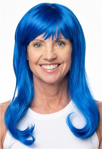 18" Long BLUE Bob Wig, Womens Synthetic Rave Cosplay Costume Party ...