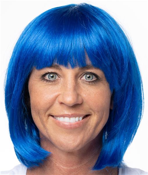 10" Long BLUE Bob Wig, Womens Synthetic Rave Cosplay Costume Party ...