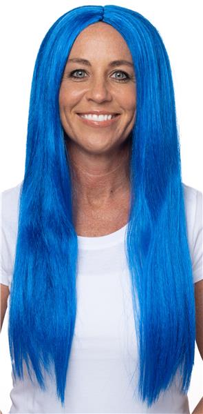 24" Long BLUE Wig, Womens Synthetic Rave Cosplay Costume Party ...