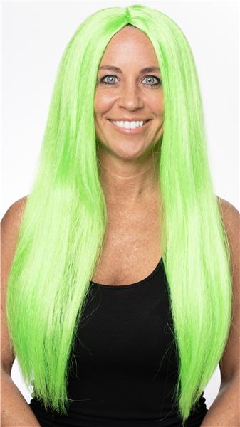 24" Long GREEN Wig, Womens Synthetic Straight Rave Cosplay Costume ...
