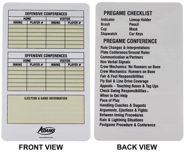 Adams Baseball/Softball Reusable Wipe Off Game Card ADMBB538 - Baseball ...