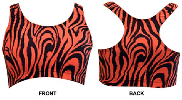 Gem Gear Orange Zebra Racer Back Sports Bra - Soccer Equipment and Gear