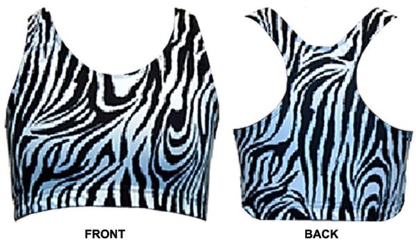 Gem Gear Blk/White Zebra Racer Back Sports Bra - Soccer Equipment and Gear