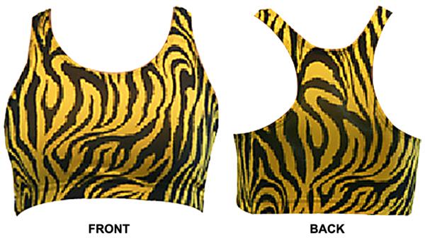 Gem Gear Gold Zebra Racer Back Printed Sports Bra - Soccer Equipment ...