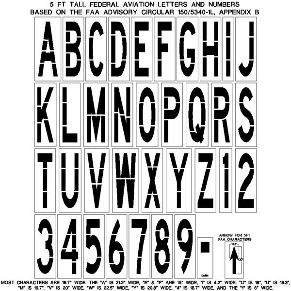Newstripe FAA & Airport 5 Foot Letters, Numbers, Dash and Arrows ...