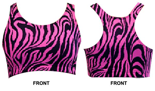 Gem Gear Pink Zebra Racer Back Sports Bra - Soccer Equipment and Gear
