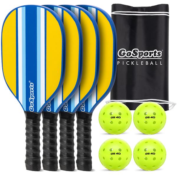 GoSports Regulation Retro Pickleball Set PICKLE-WOOD-4-BLUERETRO ...