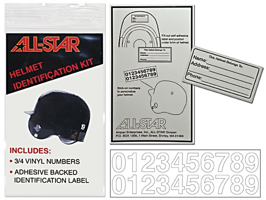ALL-STAR ID Kit for Baseball Batter's Helmets - Baseball Equipment & Gear