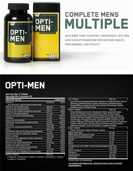Opti-Mens Complete Mens Multiple 180 Tablets - Closeout Sale - Soccer ...