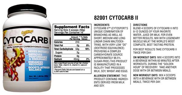 CytoCarb II Complex Carbohydrate Complex Power - Closeout Sale - Soccer ...
