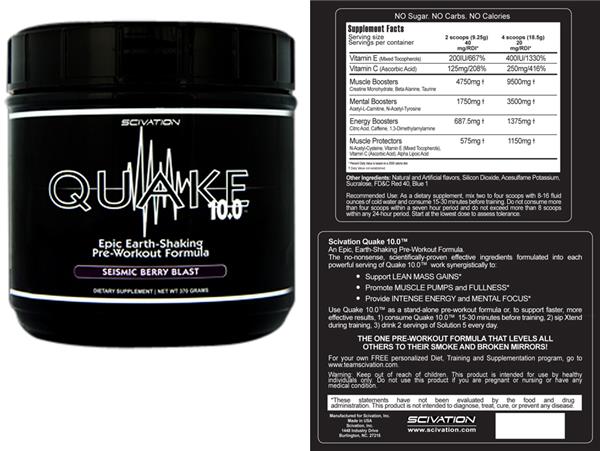 Quake 10.0 Pre-Workout Dietary Supplement Powder - Soccer Equipment and ...