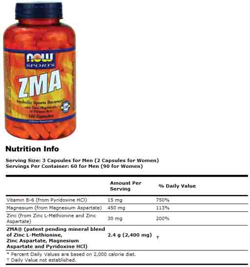 Now Foods ZMA - 180 Capsules - Closeout Sale - Soccer Equipment and Gear
