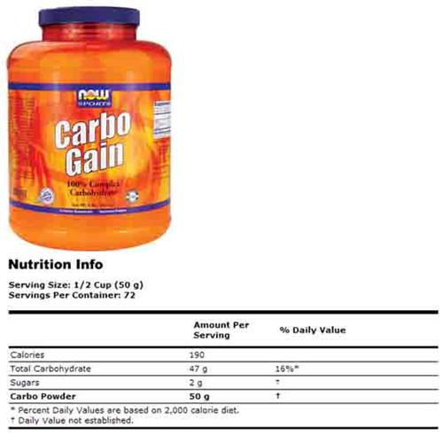 Now Foods Carbo Gain 100% Complex Carbohydrate - Closeout Sale - Soccer ...