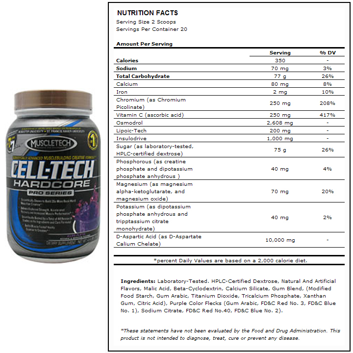 E21762 MuscleTech Hardcore Cell-Tech Creatine Grape