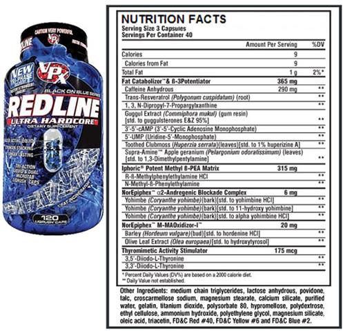 VPX Redline Ultra Hardcore 120 Caps - Soccer Equipment and Gear