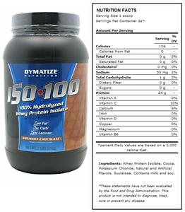 DYMATIZE ISO-100 Chocolate Whey Protein - 2 lbs - Soccer Equipment and Gear