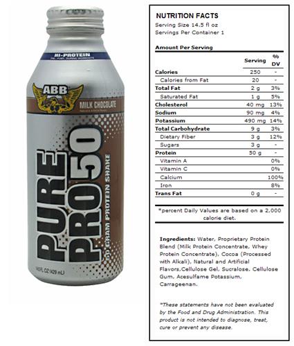 ABB Pure Pro 50 Milk Chocolate Protein Shakes - Soccer Equipment and Gear