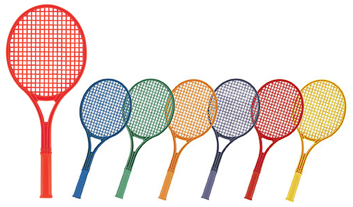E22379 Champion Sports Plastic Tennis Racket-Set 6 Colors
