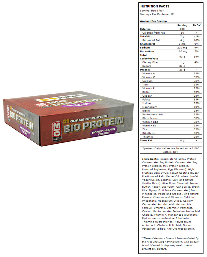 E22815 Geni Soy MLO Bio Protein Bar Honey Peanut Yogurt