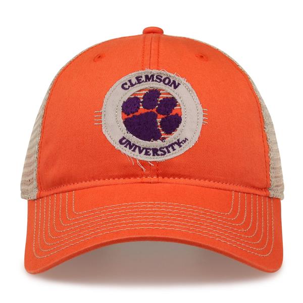 G880 The Game Clemson Tigers Soft Mesh Trucker With Frayed Patch Cap ...