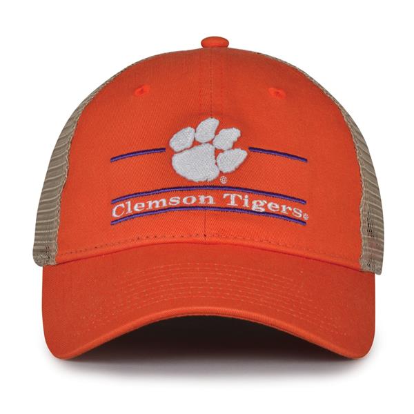 G180 The Game Clemson Tigers Relaxed Trucker Mesh Split Bar Cap - Fan Gear