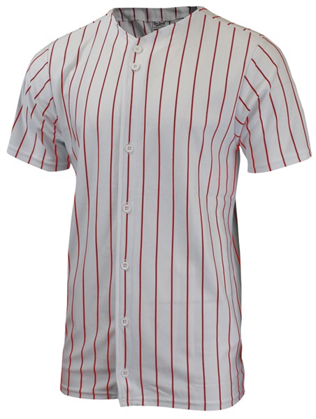 Pinstripe Baseball Jersey, Full Button, Wicking Warp Knit Adult/ Youth ...