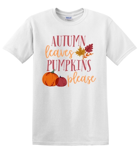 Epic Adult/Youth Fall Autumn Leaves Pumpkins Please Cotton Graphic T ...