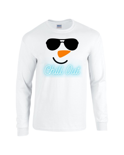 Epic Snowman Chill Out Long Sleeve Cotton Graphic T-Shirts - Baseball ...