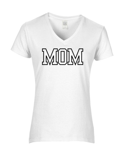 Epic Ladies MOM varsity sports number one fan black V-Neck Graphic T ...