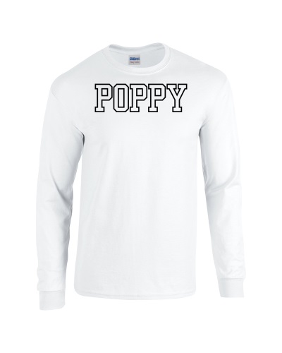 Epic POPPY varsity sports biggest fan blk Long Sleeve Cotton Graphic T ...