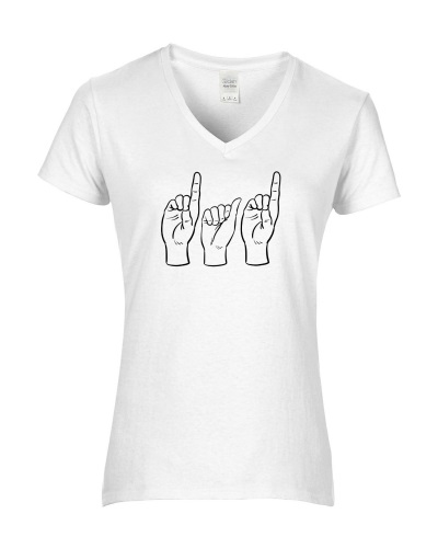 Epic Ladies DAD Sign Language ASL Message V-Neck Graphic T-Shirts ...