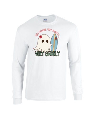 Epic Very Cutesy Ghosties Gnarly Surfing Long Sleeve Cotton Graphic T ...