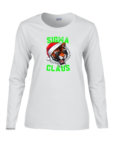 Epic Ladies Sigma Claus Christmas Tiger Skibidi Rizz Long Sleeve ...