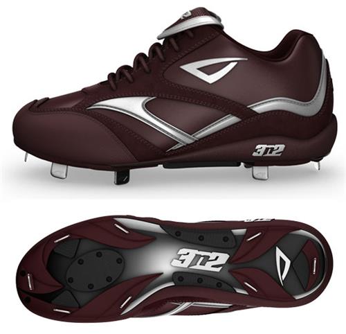 3n2 Showtime Metal Lo Baseball Cleats Maroon - Baseball Equipment & Gear