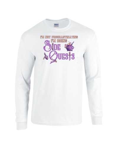 Epic I'm Not Procrastinating Side Quests Art Long Sleeve Cotton Graphic ...