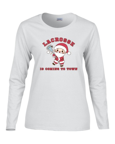 Epic Ladies Lacrosse Is Coming To Town Santa Long Sleeve Graphic T ...