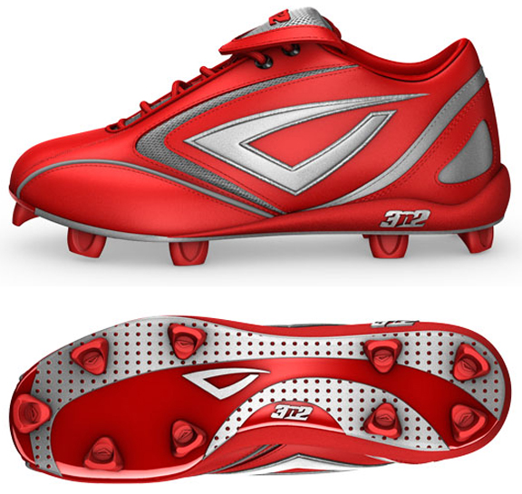 3n2 HamR TPU Lo Molded Baseball Cleats Red - Baseball Equipment & Gear