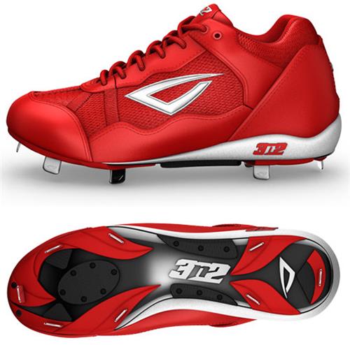 Pro Metal Classic Mid Baseball Spike Cleats Red - Baseball Equipment & Gear