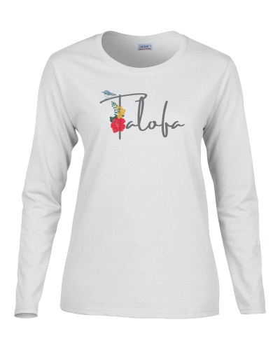 Epic Ladies Talofa Samoa Greeting Local Flower Bird Long Sleeve Graphic ...