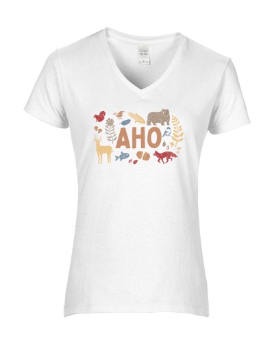 Epic Ladies A'ho Indigenous Native Thanks Greeting V-Neck Graphic T ...