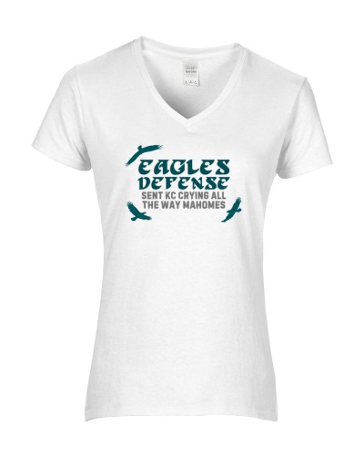 Epic Ladies Eagles Defense Sent KC Crying Mahomes V-Neck Graphic T ...