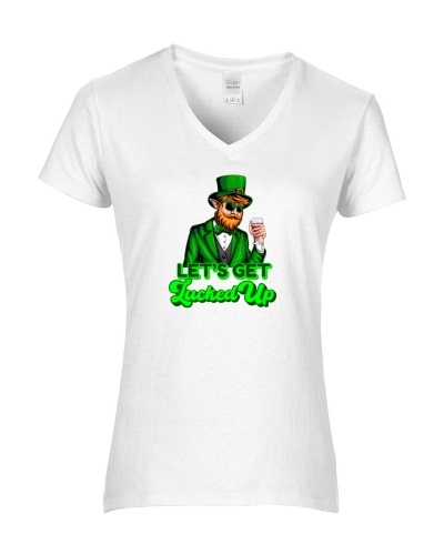 Epic Ladies Let's Get Lucked Up St. Patricks Day V-Neck Graphic T ...