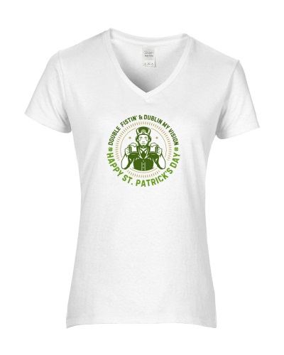 Epic Ladies Double Fistin' Beer Drinking St. Patty's V-Neck Graphic T ...