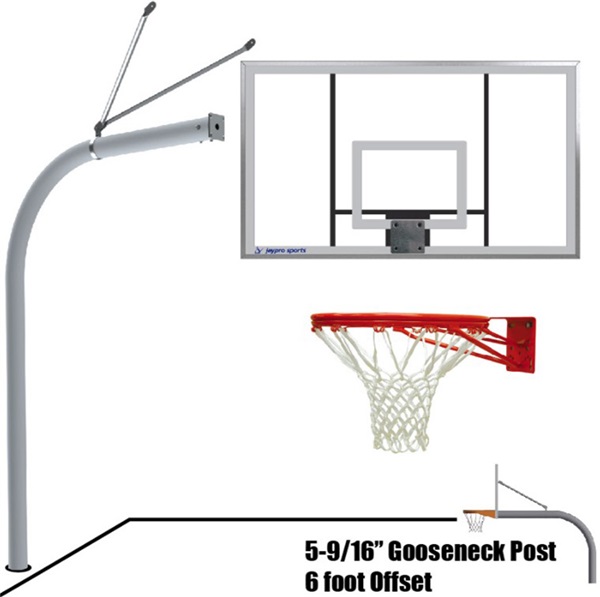 Basketball System - Gooseneck (5-9/16" Pole W/6 ft. Offset) Backboard ...