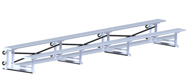2 Row 21' Bleacher Single Foot Plank Tip & Roll BLCH-221TRG - Soccer ...