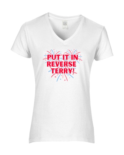 Epic Ladies Put It In Reverse Terry Fireworks V-Neck Graphic T-Shirts ...