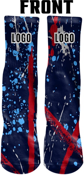 Custom Sublimated "Grunge" 6" Crew Knit Socks for Sports Teams ...