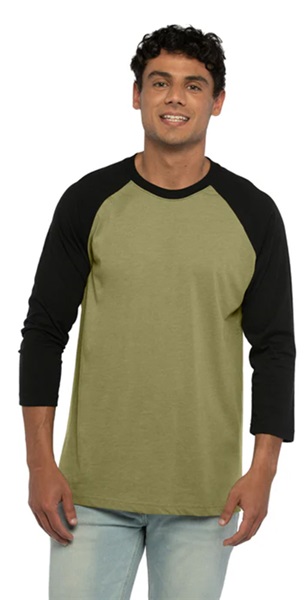 Mens/Womens Unisex CVC, 2-Color, 3/4-Sleeve Raglan T-Shirt