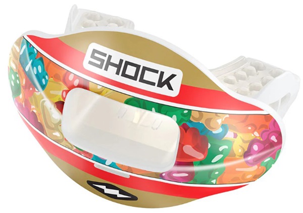 Shock Doctor Multi Print Gold/Gummies Max AirFlow Football Mouthguard ...