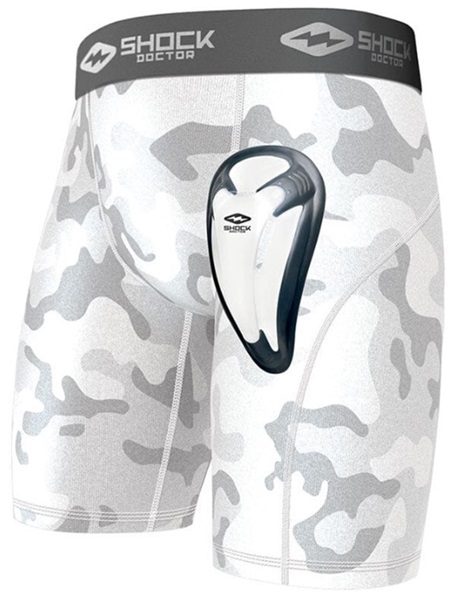 Shock Doctor White Camo Core Compression Short with Bio-Flex Cup ...